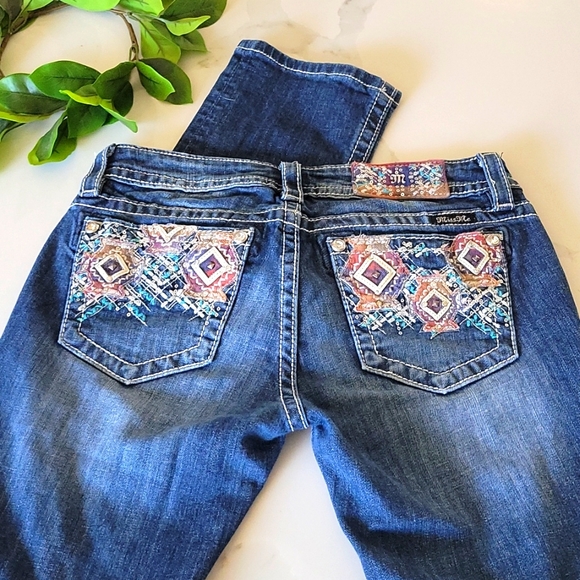Miss Me | Jeans | Bling Flannel Pocket Dark Denim Jeans | Poshmark